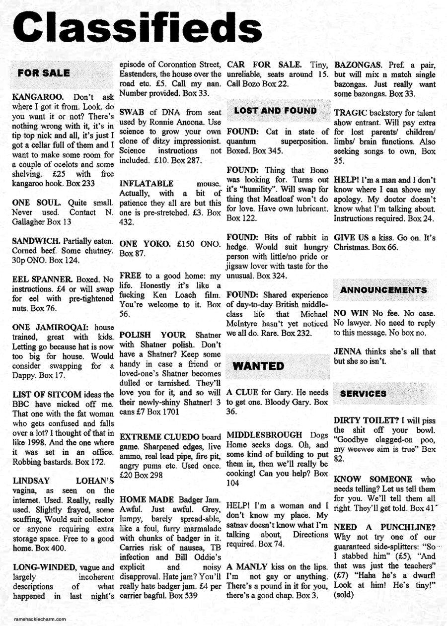 Classifieds | Ramshackle Charm